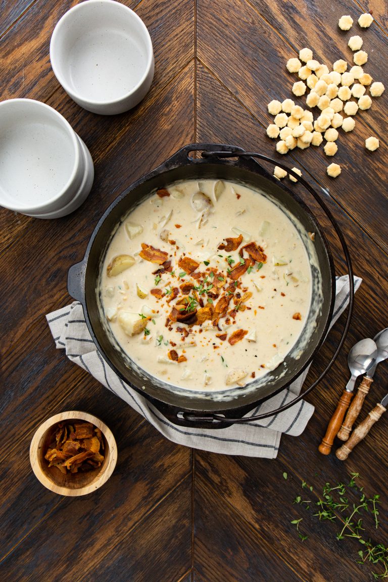 Dutch Oven Clam Chowder (New England) - Cast Iron Recipes